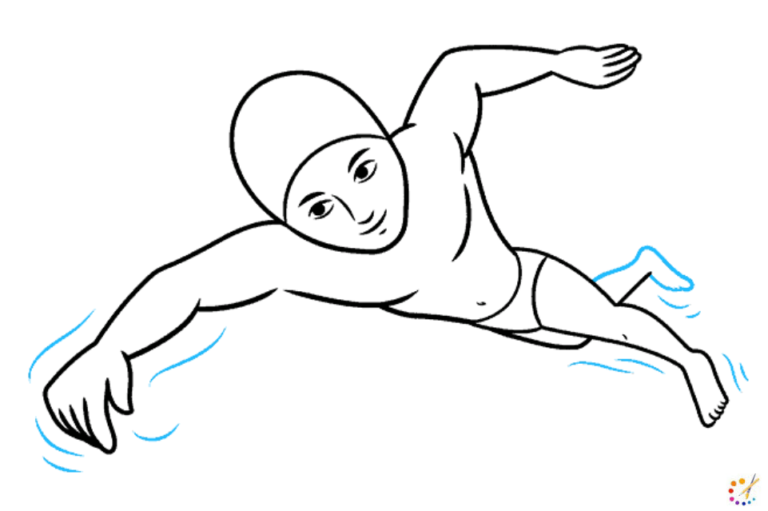 How to Draw a Swimmer Step By Step – For Kids & Beginners