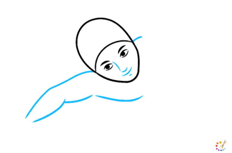 How to Draw a Swimmer Step By Step – For Kids & Beginners