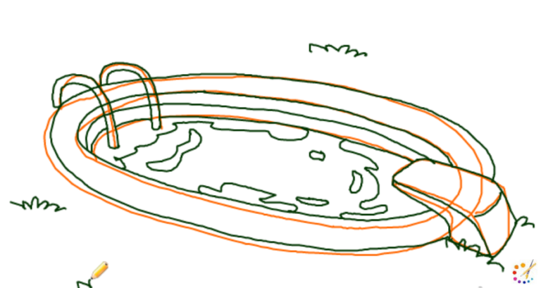 How to Draw a Swimming pool Step By Step – For Beginners