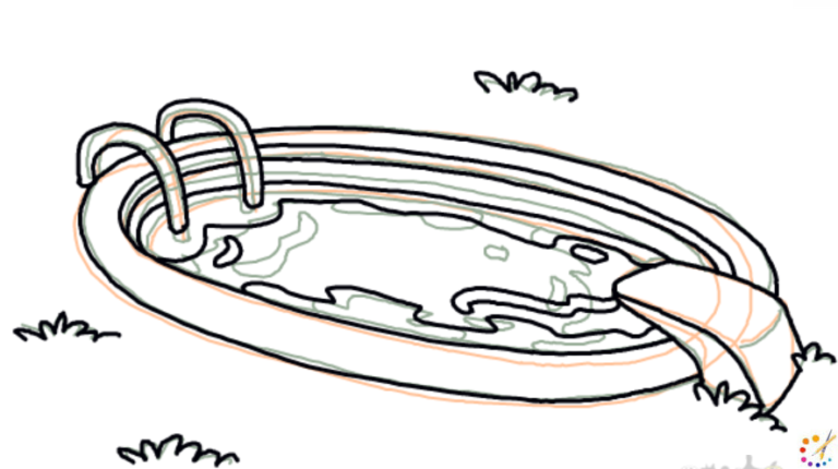 How to Draw a Swimming pool Step By Step – For Beginners