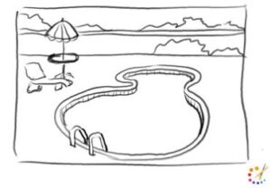 How to Draw a Swimming pool Step By Step – For Beginners