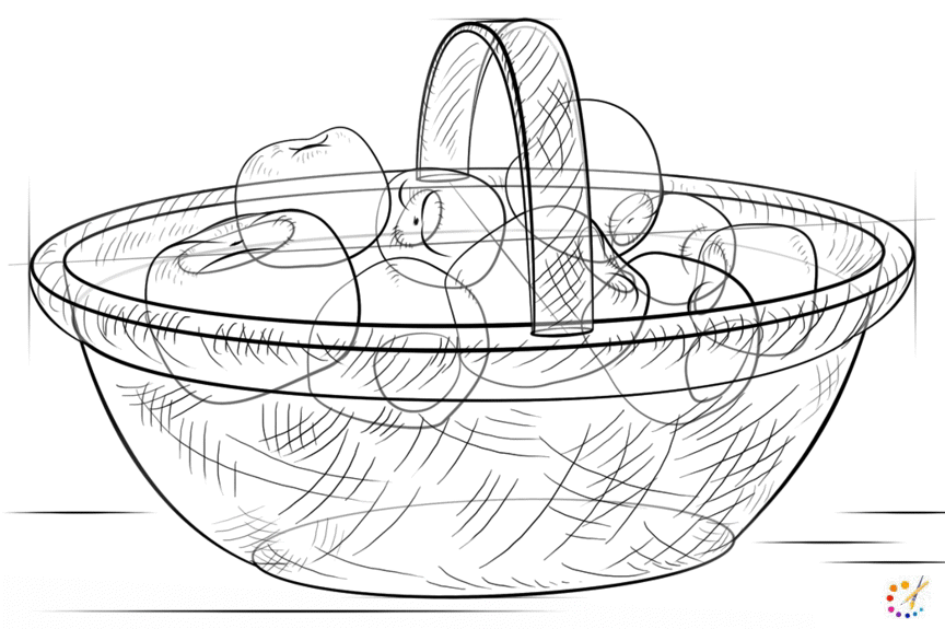 How to draw a fruit basket Step by Step – For Kids & Beginners