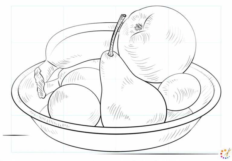 How to draw a fruit basket Step by Step – For Kids & Beginners