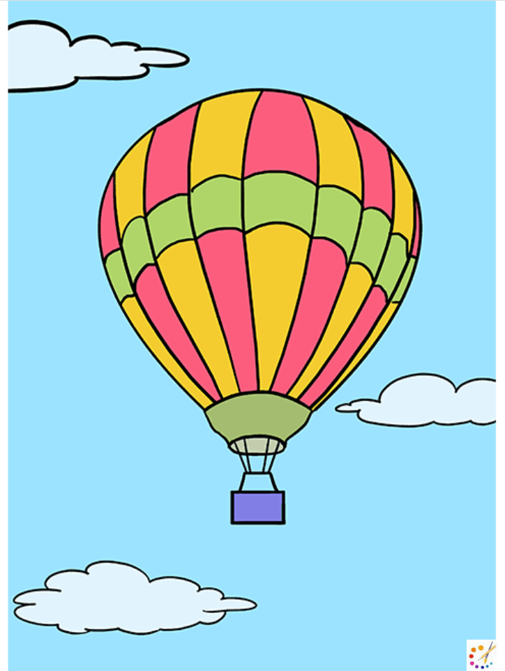 How to Draw hot-air balloon Step By Step – For Kids & Beginners