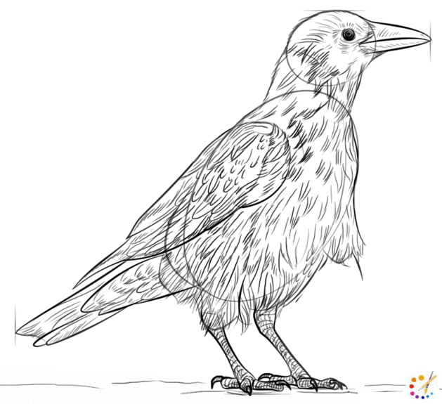 How to Draw a crow Step By Step – For Kids & Beginners