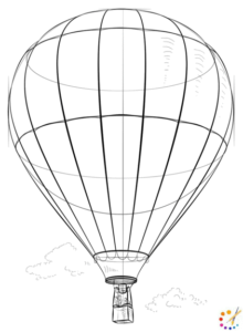 How to Draw hot-air balloon Step By Step – For Kids & Beginners