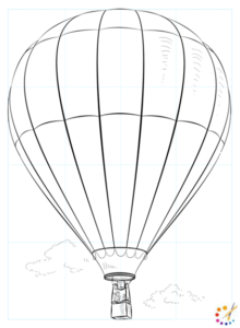 How to Draw hot-air balloon Step By Step – For Kids & Beginners