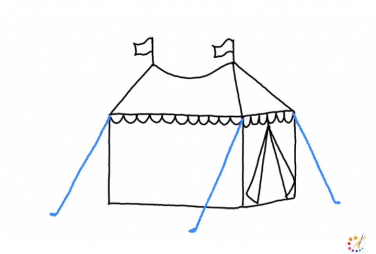 How to Draw a Tent Step By Step – For Kids & Beginners
