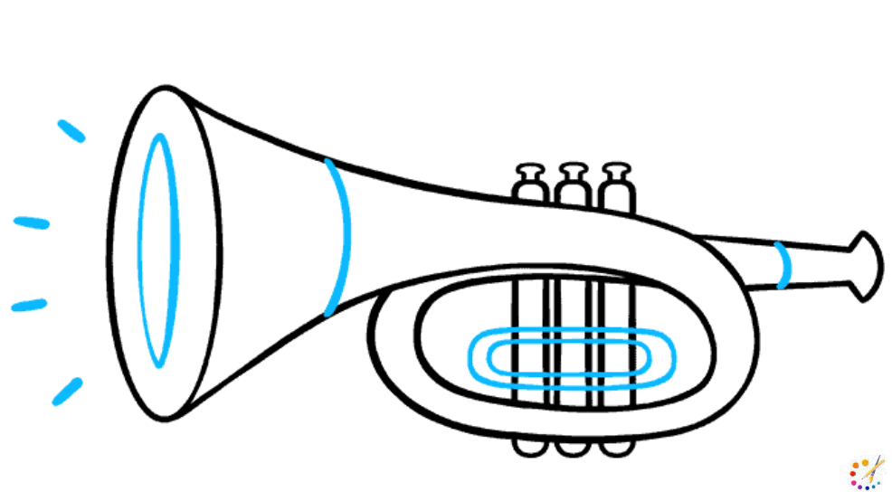 How to Draw a trumpet Step By Step – For Kids & Beginners