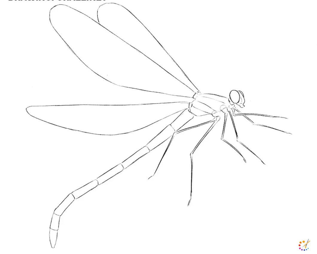 How to draw a Dragonfly Step By Step – For Kids & Beginners