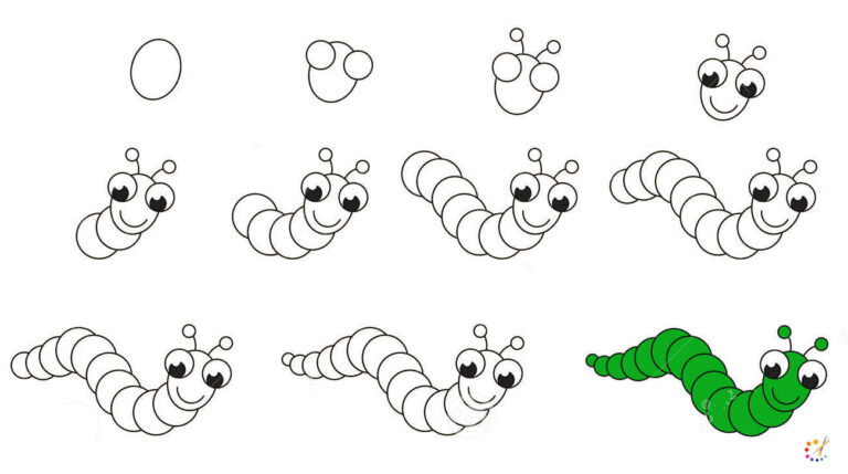 How to draw a caterpillar Step By Step – For Kids & Beginners