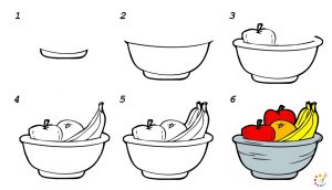 How to draw a fruit basket Step by Step – For Kids & Beginners