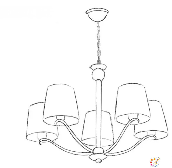 How to draw a chandelier Step By Step – For Kids & Beginners