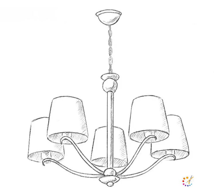 How to draw a chandelier Step By Step – For Kids & Beginners