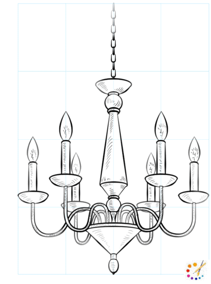 How to draw a chandelier Step By Step – For Kids & Beginners