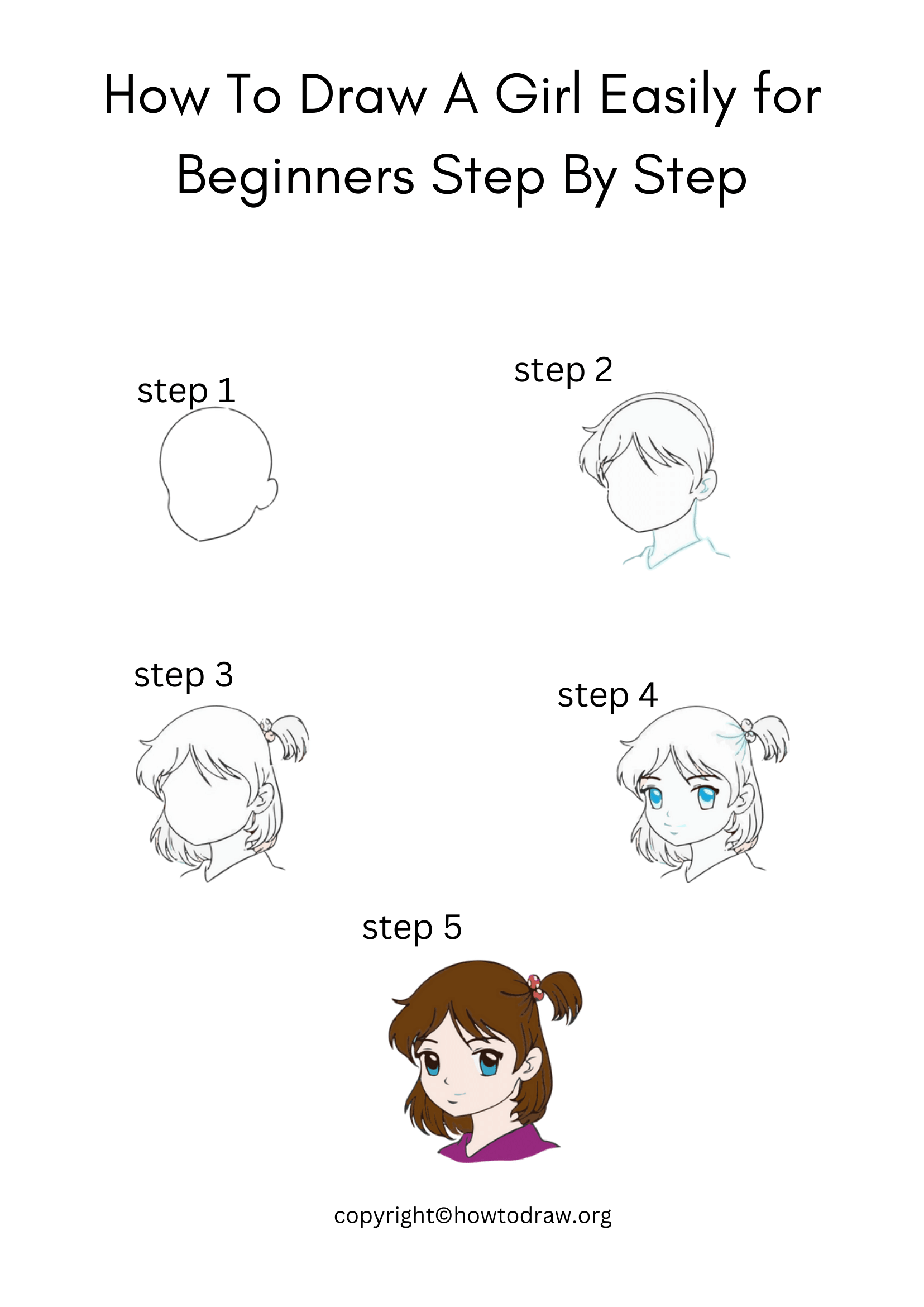How To Draw A Girl Step By Step – For Kids & Beginners