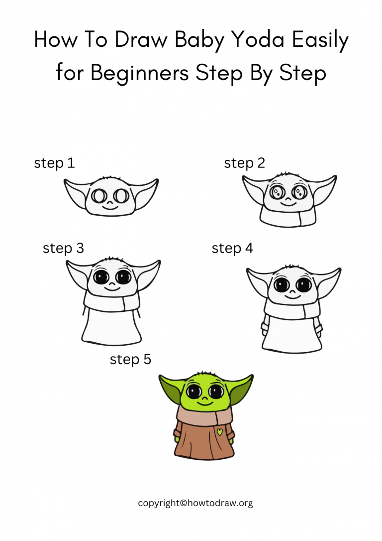 How To Draw Baby Yoda Step By Step – For Kids & Beginners