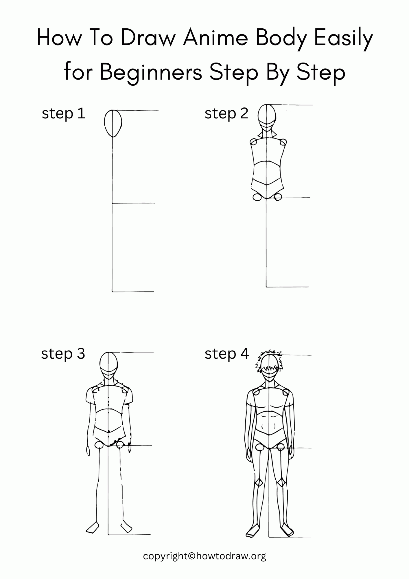 How To Draw Anime Body Step By Step – For Kids & Beginners
