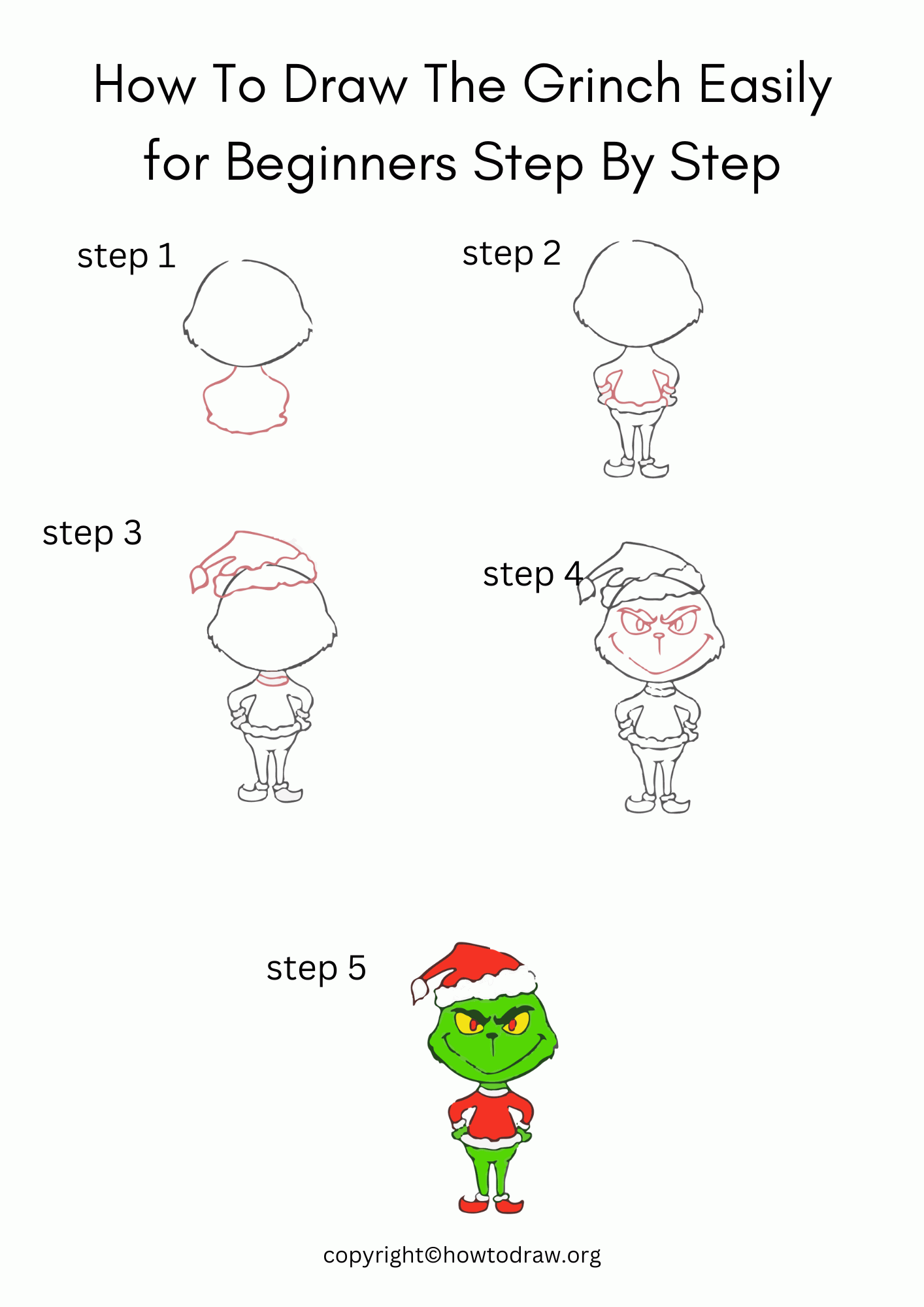 How To Draw The Grinch Step By Step – For Kids & Beginners