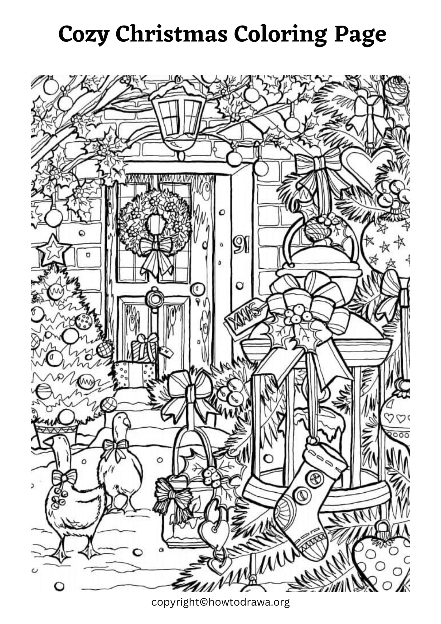 Cozy Christmas Coloring Page for Kids [Free Printable]