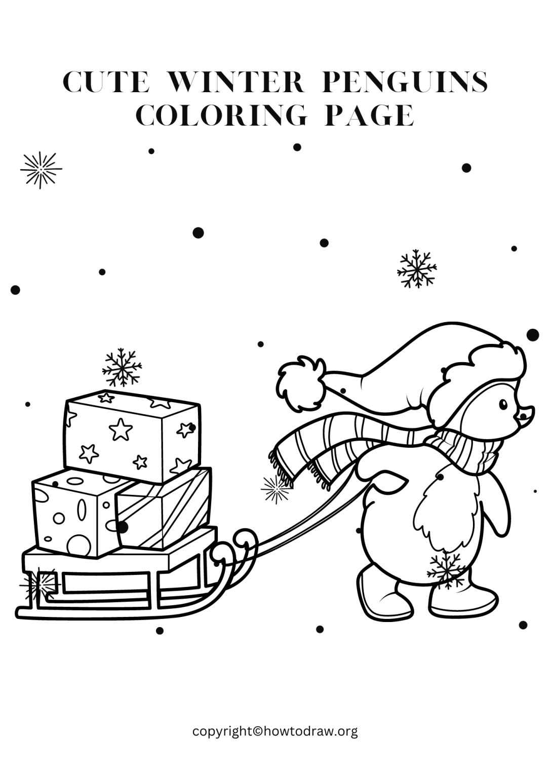Cute Winter Penguins Coloring Page for Kids [Free Printable]