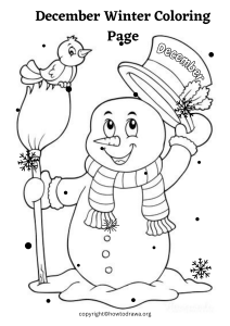 December Winter Coloring Page for Kids [Free Printable]