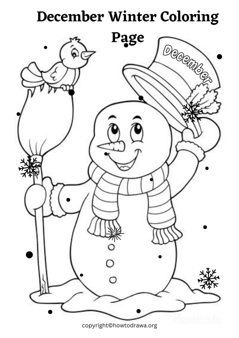 December Winter Coloring Page for Kids [Free Printable]