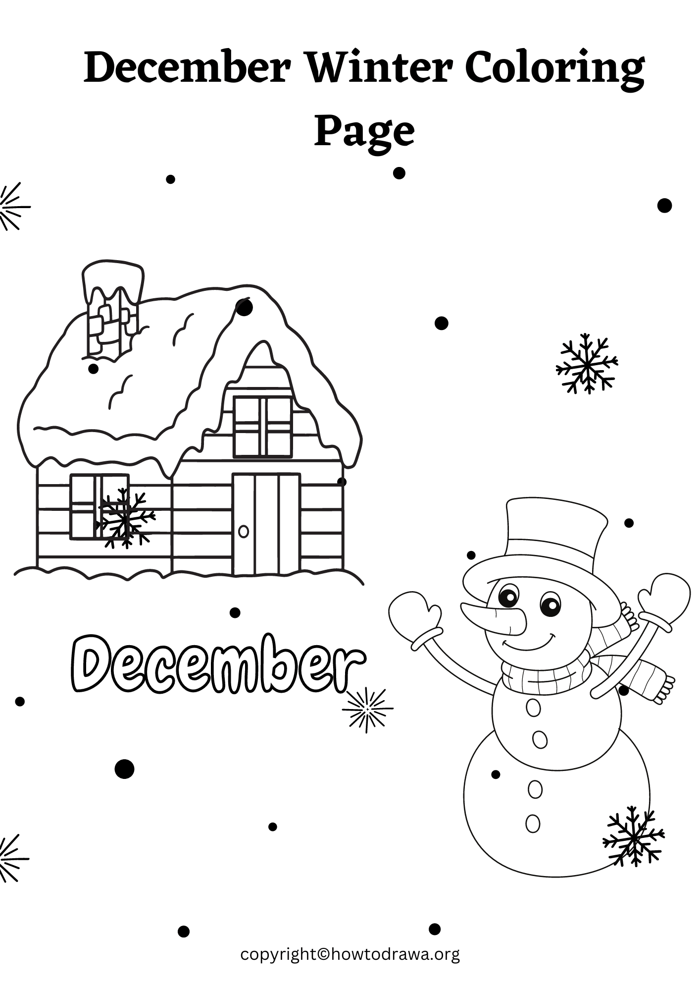 December Winter Coloring Page for Kids [Free Printable]