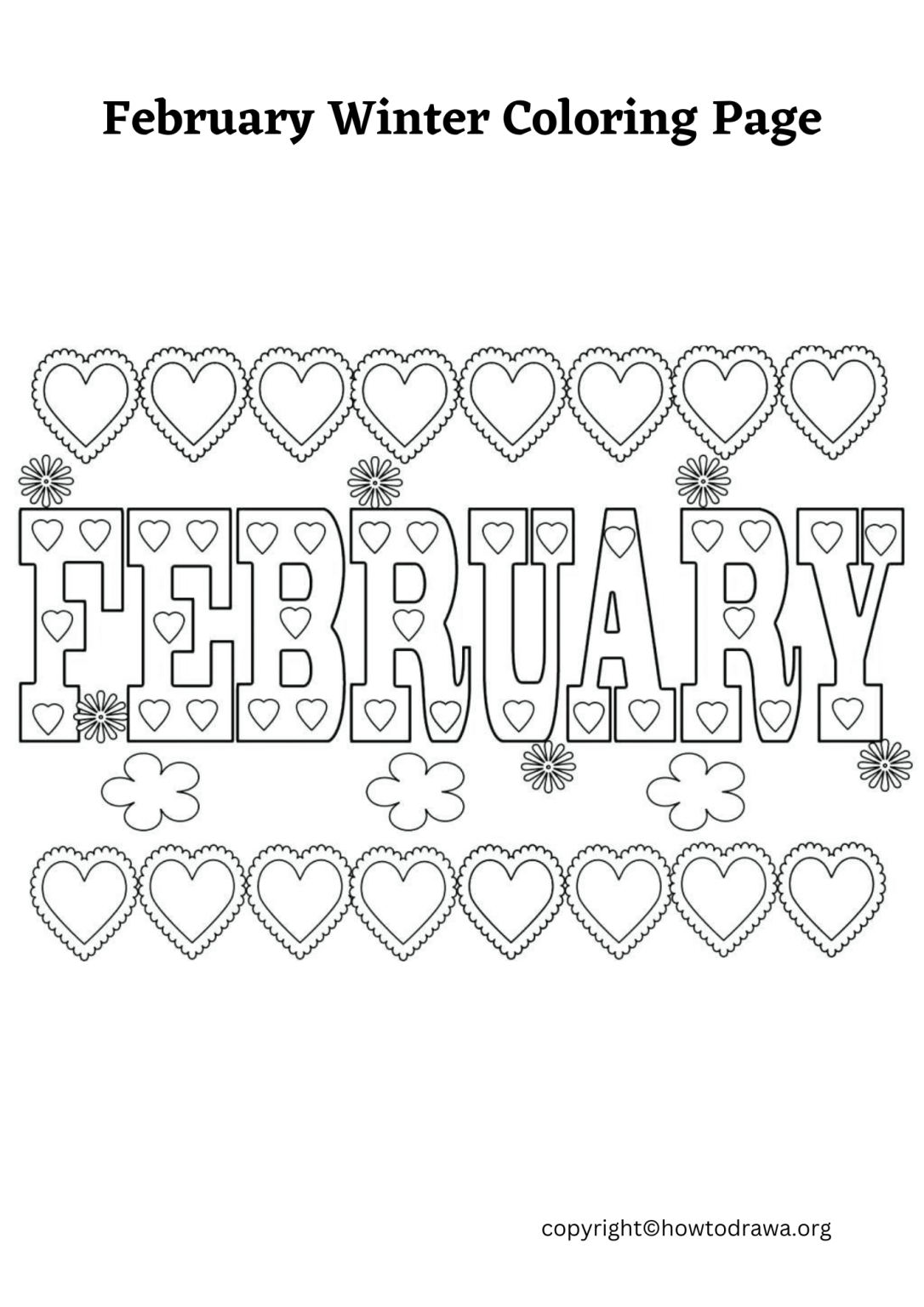 February Winter Coloring Page for Kids [Free Printable]
