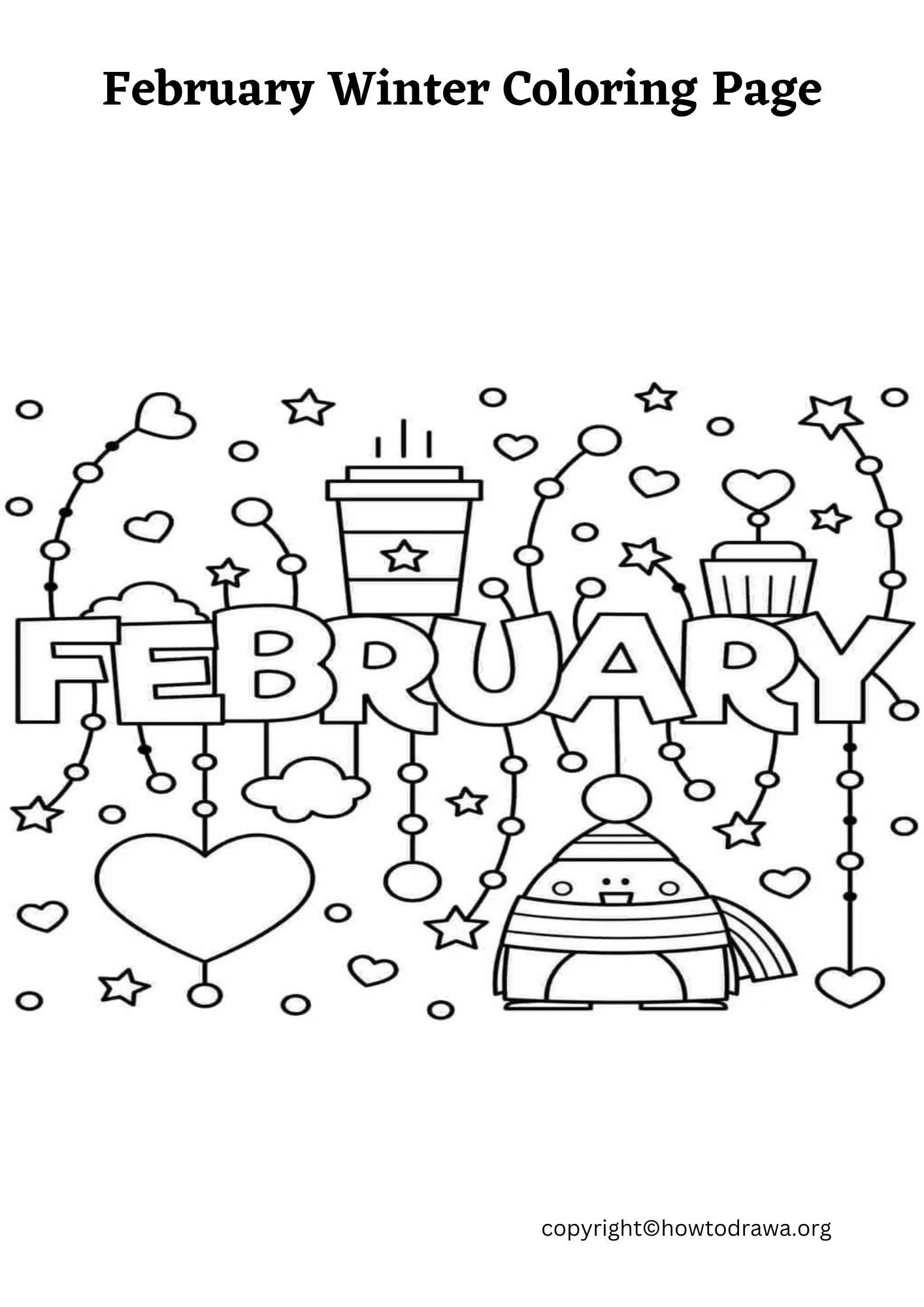 February Winter Coloring Page for Kids [Free Printable]