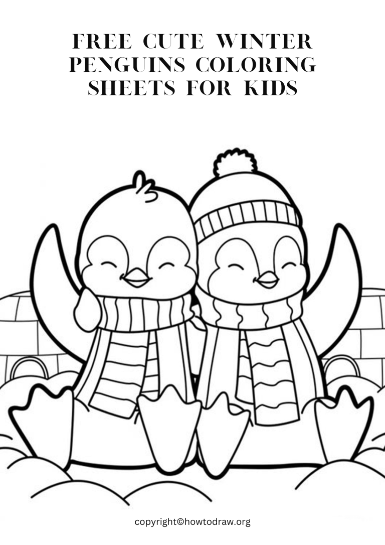 Cute Winter Penguins Coloring Page for Kids [Free Printable]