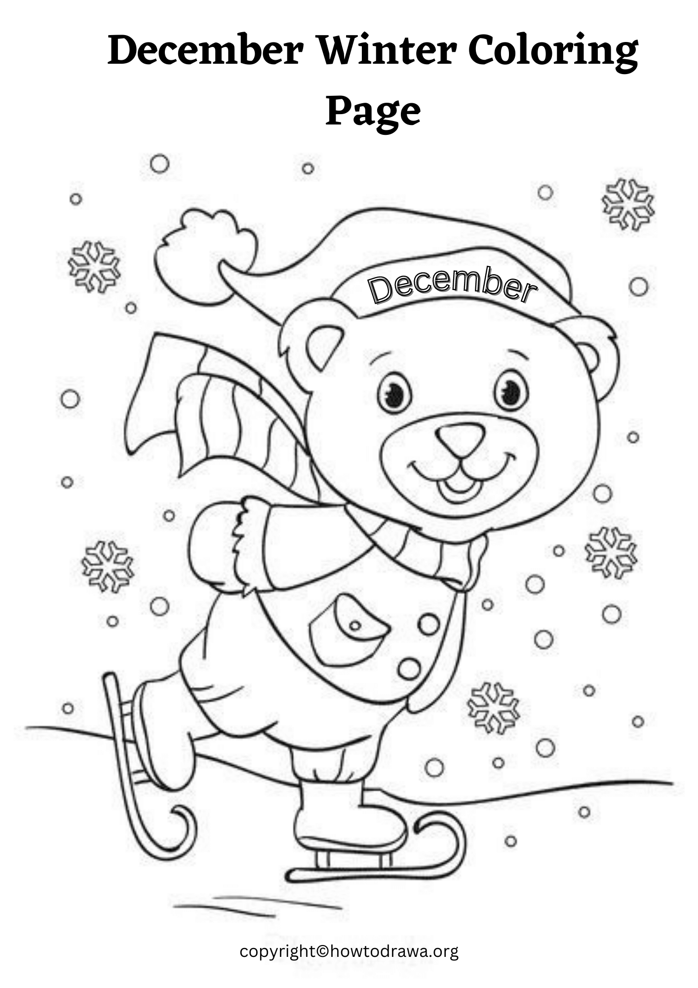 December Winter Coloring Page for Kids [Free Printable]