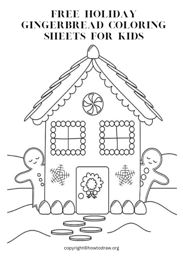 Holiday Gingerbread Coloring Page for Kids [Free Printable]