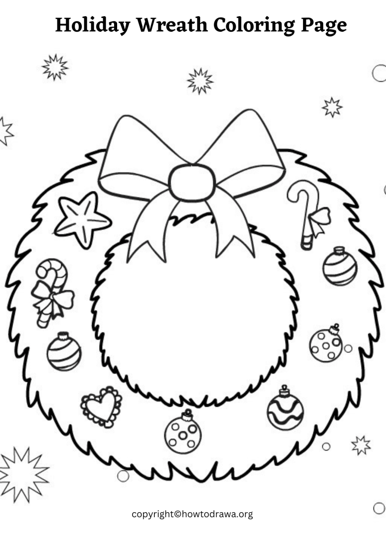 Holiday Wreath Coloring Page for Kids [Free Printable]
