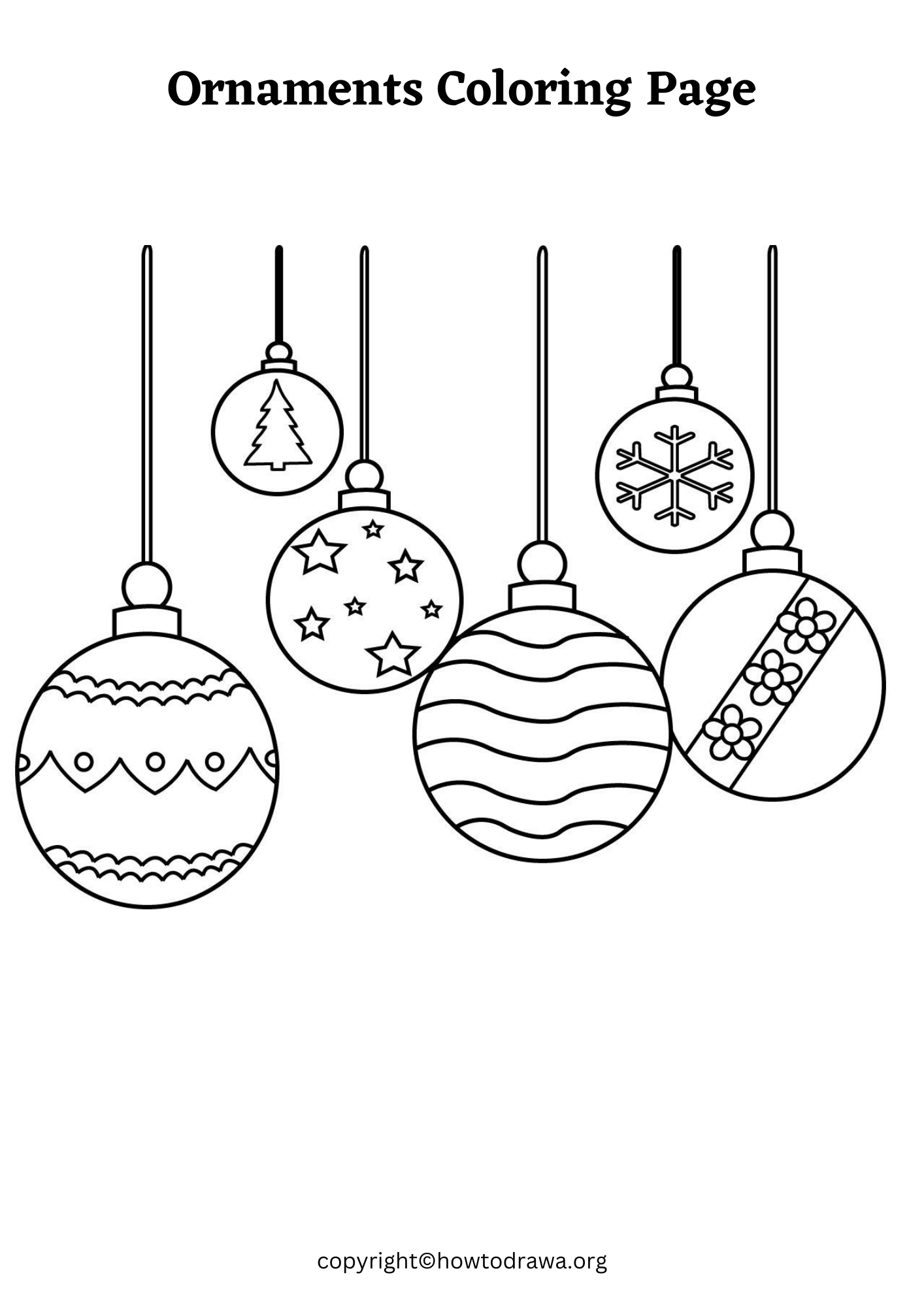 Ornaments Coloring Page for Kids [Free Printable]