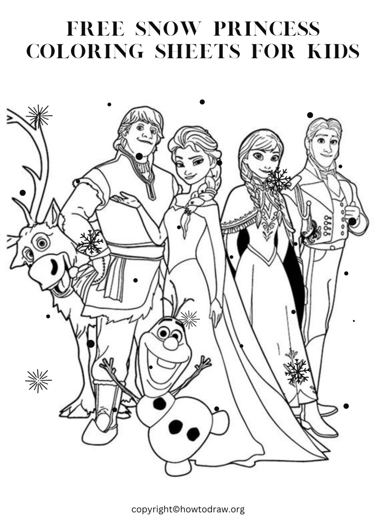 Snow Princess Coloring Page for Kids [Free Printable]