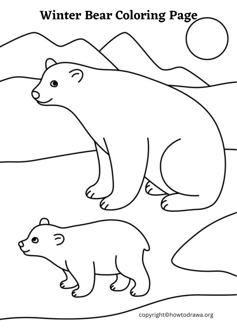 Winter Bear Coloring Page for Kids [Free Printable]
