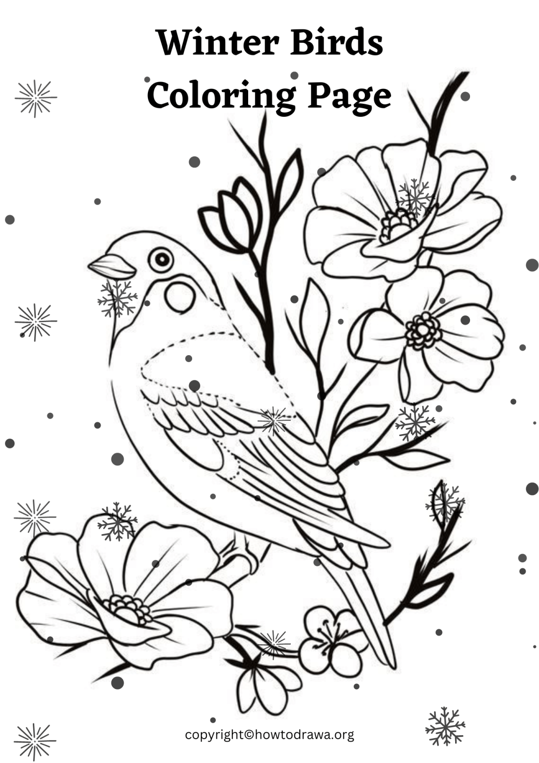 Winter Birds Coloring Page for Kids [Free Printable]