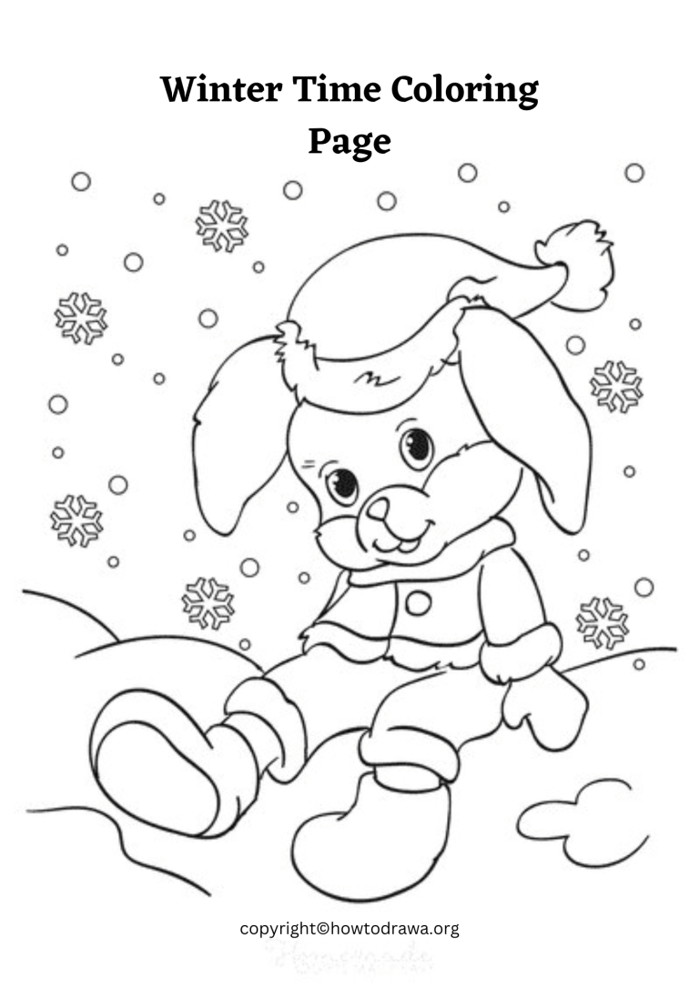 Winter Time Coloring Page for Kids [Free Printable]