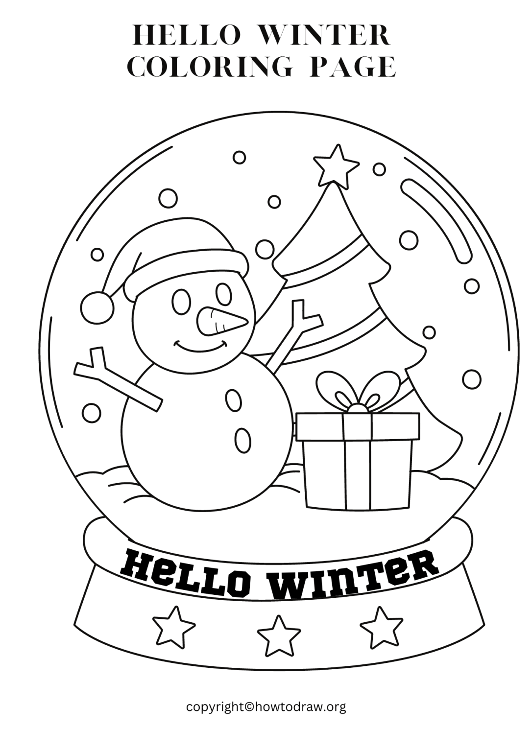 Hello Winter Coloring Page for Kids [Free Printable]