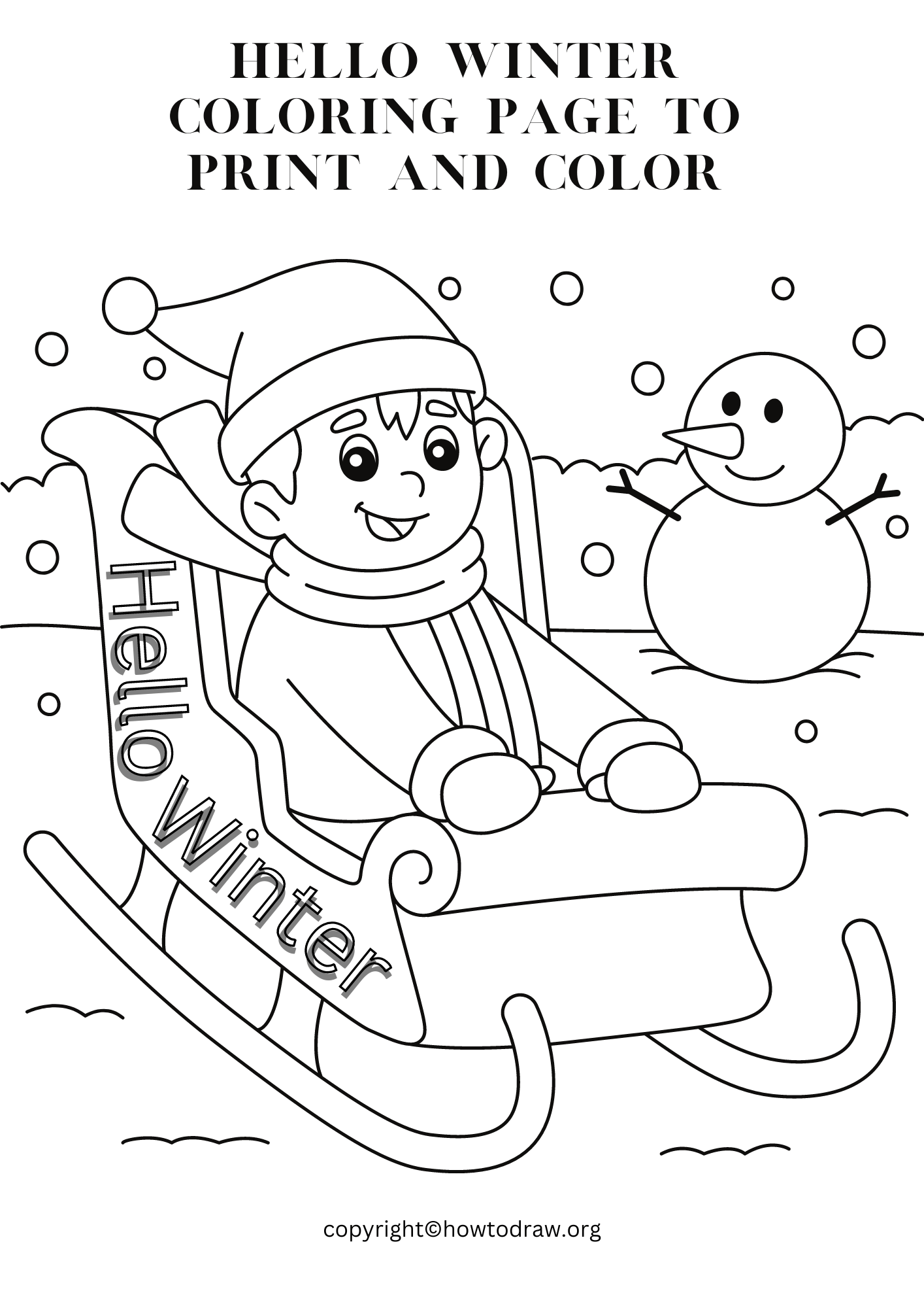 Hello Winter Coloring Page for Kids [Free Printable]