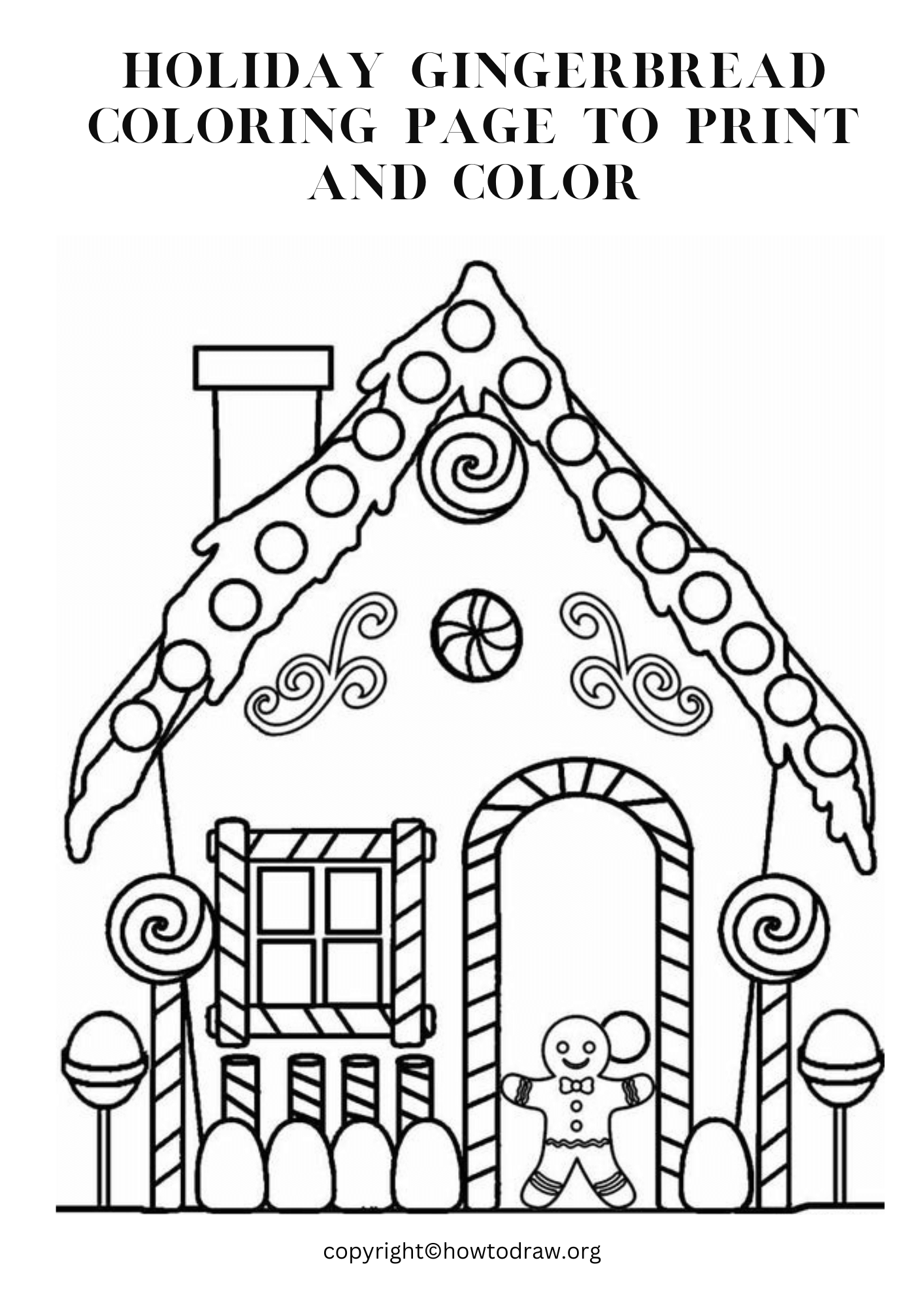 Holiday Gingerbread Coloring Page for Kids [Free Printable]
