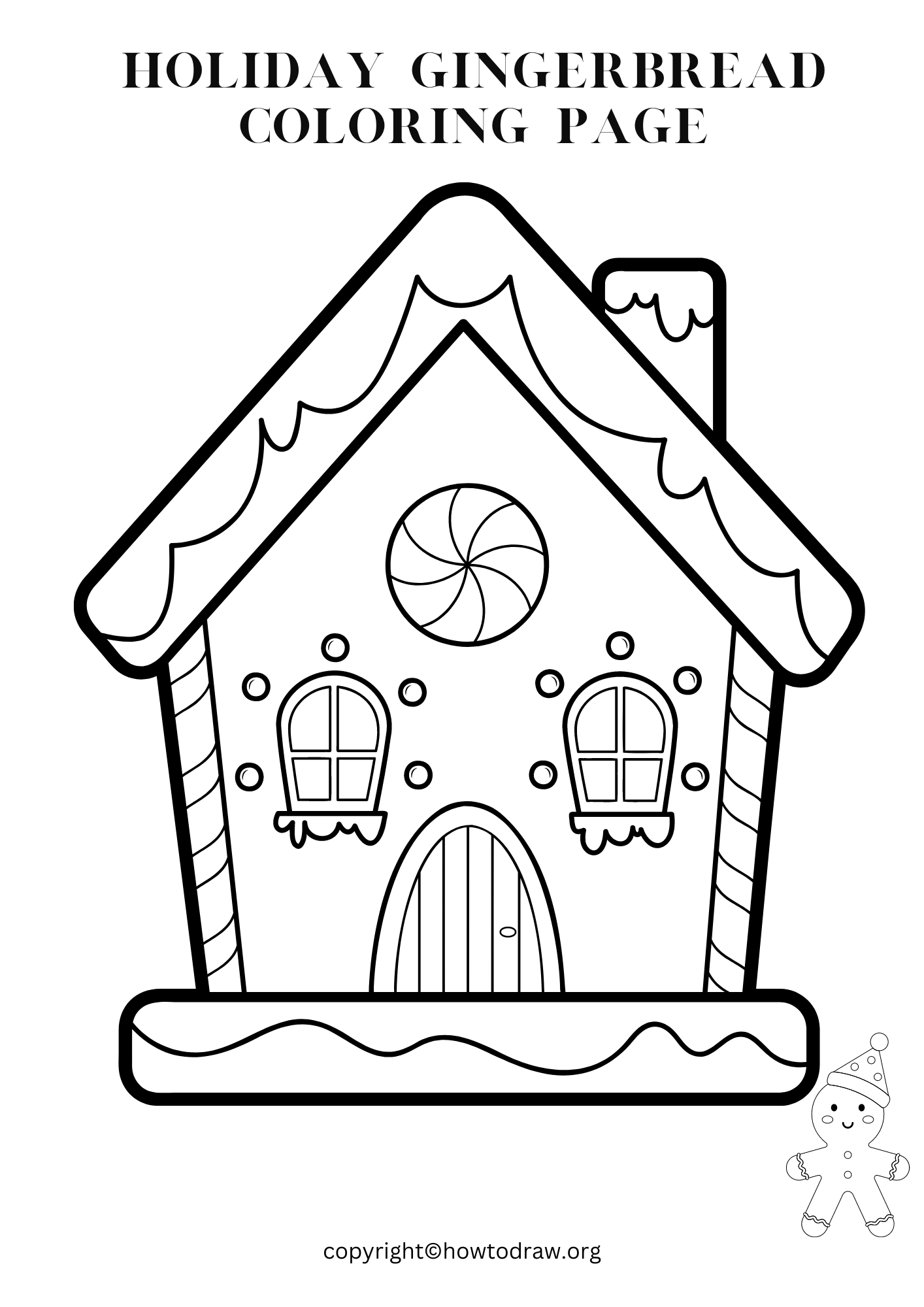 Holiday Gingerbread Coloring Page for Kids [Free Printable]