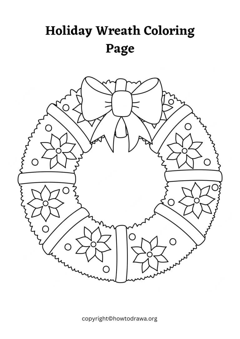 Holiday Wreath Coloring Page for Kids [Free Printable]