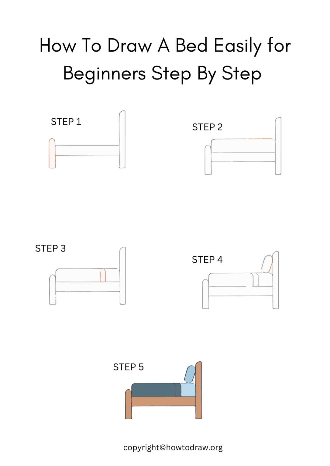 How To Draw A Bed Step By Step – For Kids & Beginners