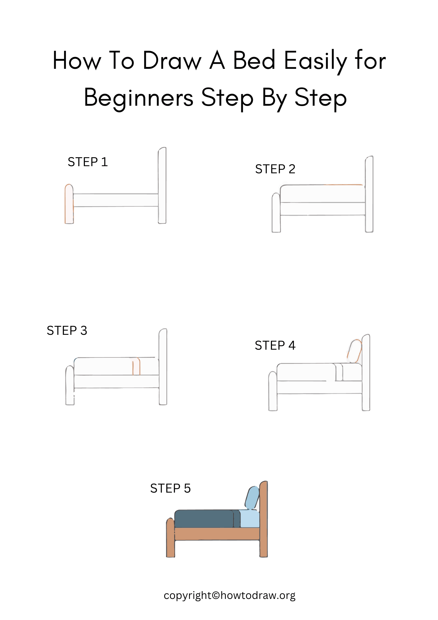 How To Draw A Bed Step By Step – For Kids & Beginners