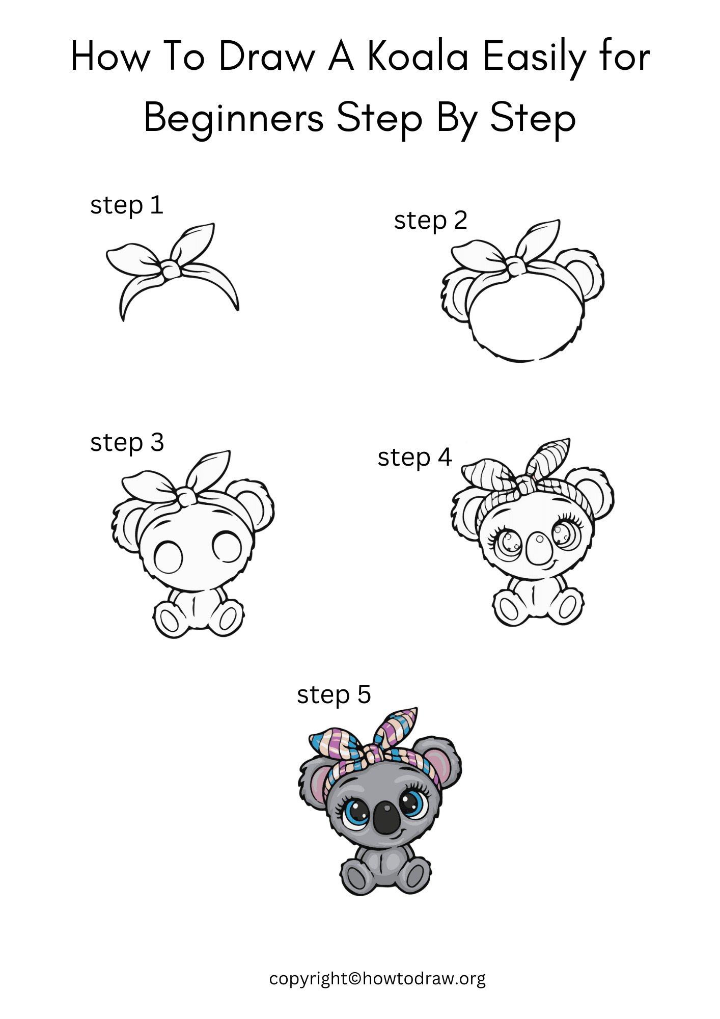 How To Draw A Koala Step By Step – For Kids & Beginners