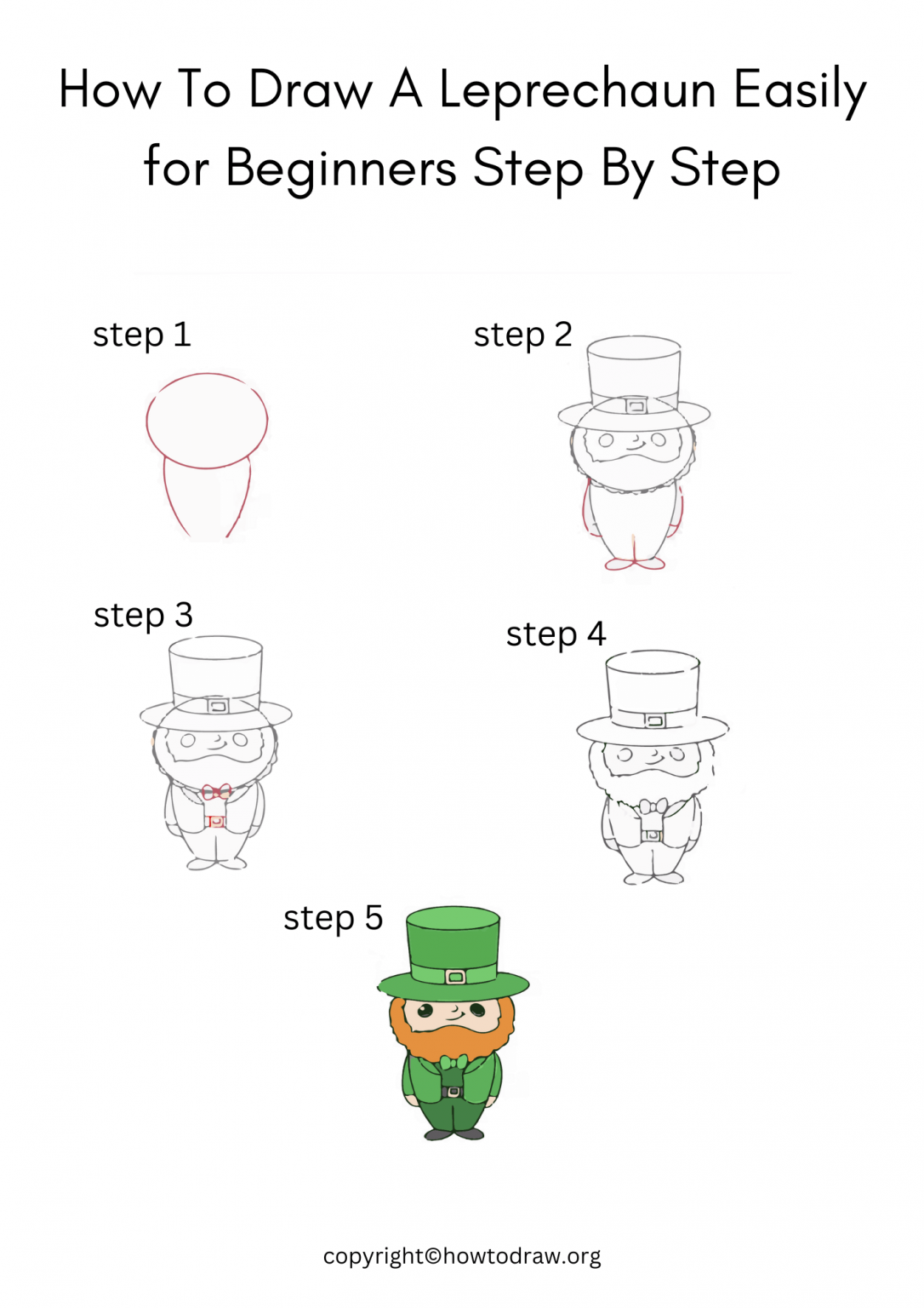How To Draw A Leprechaun Step By Step – For Kids & Beginners