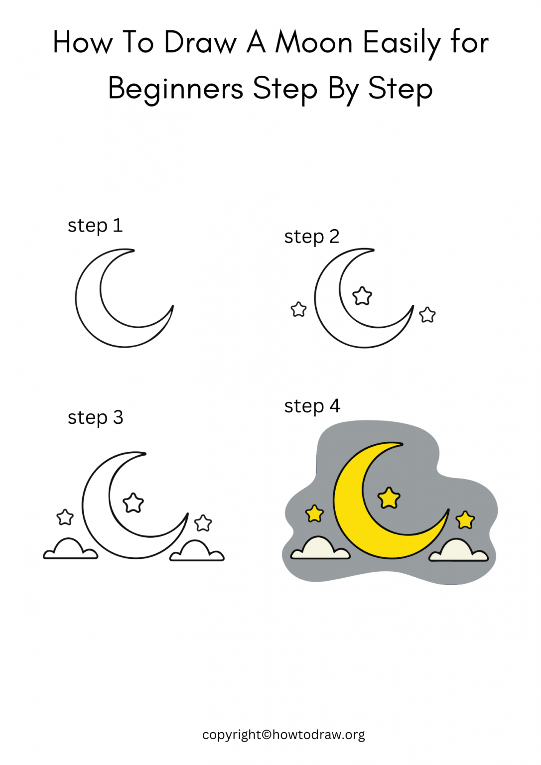 How To Draw A Moon Step By Step – For Kids & Beginners