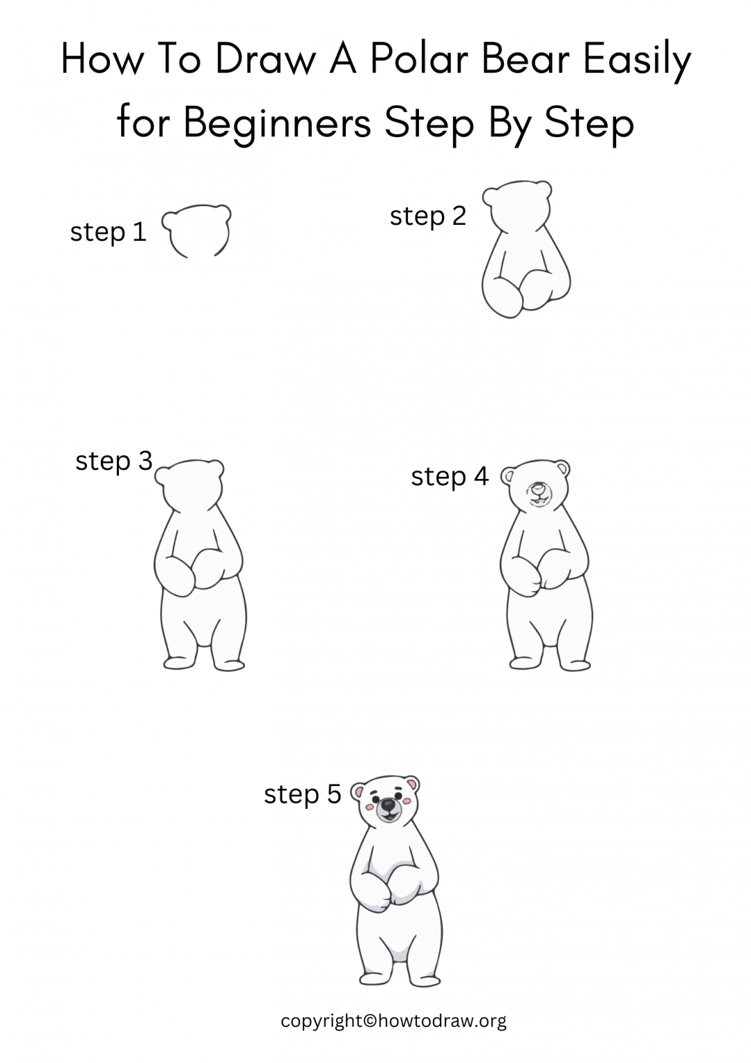 How To Draw A Polar Bear Step By Step – For Kids & Beginners